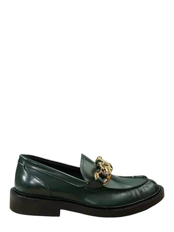 Versace Chain Leather Loafers - Green