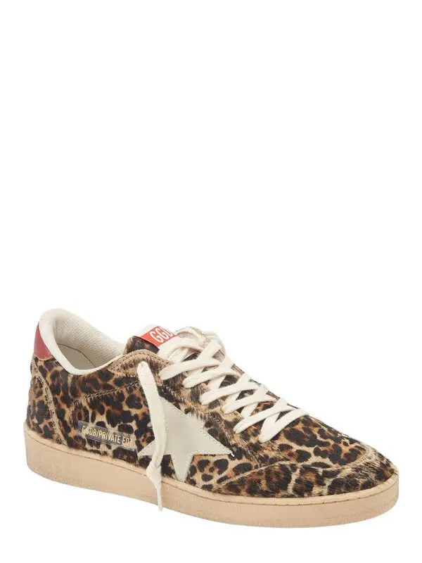 GOLDEN GOOSE Ball Star Leopard Calf Hair Sneakers - Leopard/ Ice/ Red