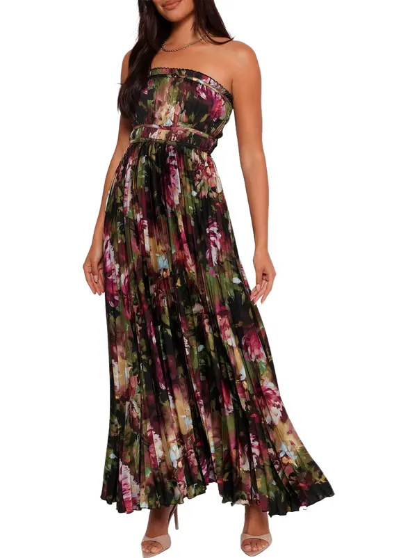 PETAL & PUP Angelique Floral Maxi Dress - Grey Blurred Floral