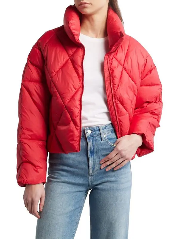 Rails Summit Diamond Quilted Puffer Coat - Scarlet