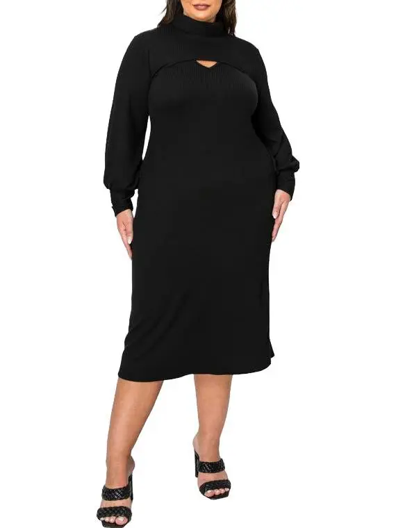 L I V D Aster Plissé Sweater Dress - Black
