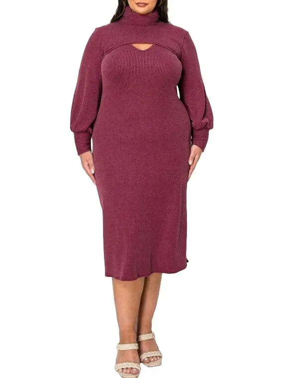 L I V D Aster Plissé Sweater Dress - Burgundy