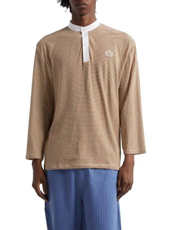 BODE Newton Stripe Top - Brown Cream