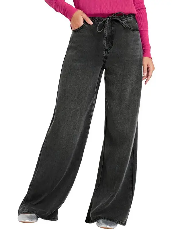 Splendid Lounge Denim Wide Leg Pants - Charcoal