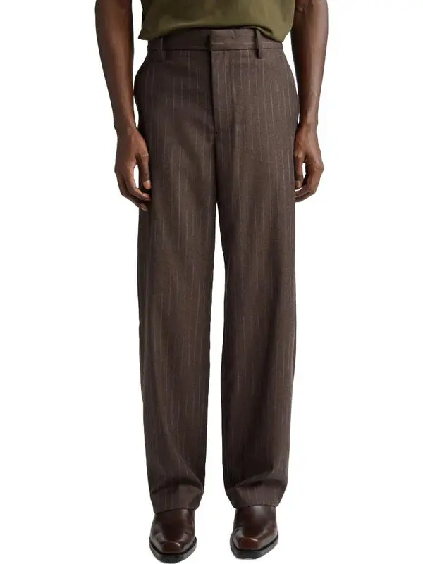 THE ELDER STATESMAN Chalk Stripe Wool And Cashmere Trousers - Brown