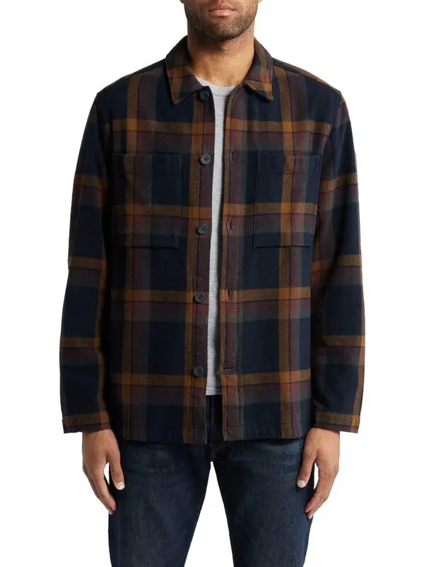 Fjallraven Singi Organic Cotton Flannel Overshirt - Dark Navy-wood Brown