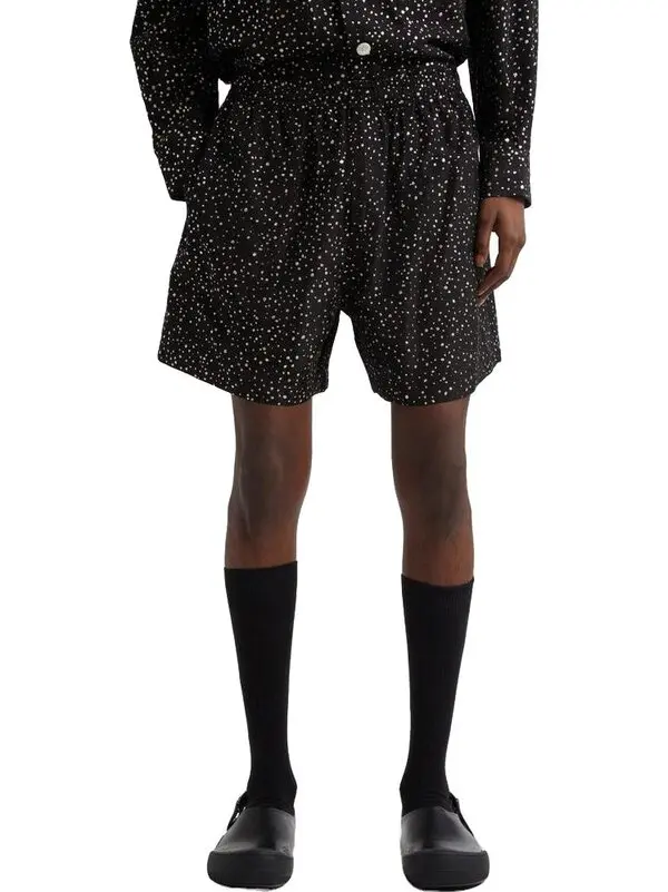 BODE Glitter Dot Faille Shorts - Black Silver