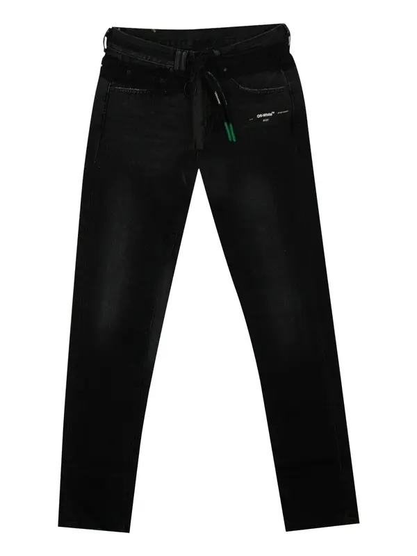 Off-White Front Zip Jeans - Black