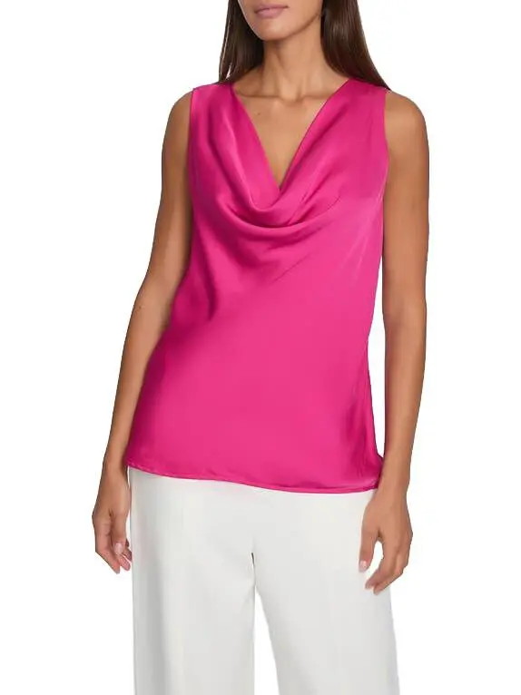 Elie Tahari Jane Cowl Neck Tank - Haute Pink
