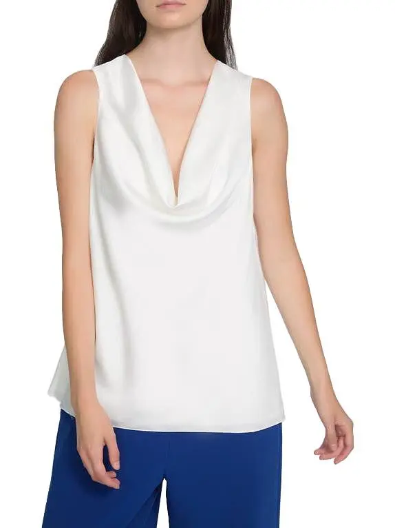 Elie Tahari Jane Cowl Neck Tank - Sky White