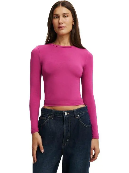 COTTON ON All Day Crew Long Sleeve - Wild Orchid