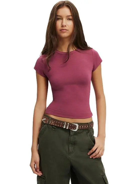 COTTON ON All Day Crew Tee - Rich Plum
