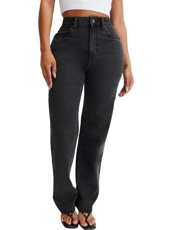 COTTON ON Curvy Straight Stretch Jeans - Slate Black