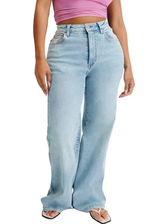 COTTON ON Curvy Stretch Wide Leg Jeans - Cassette Blue