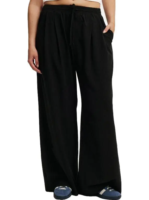 COTTON ON Luis Pull On Suiting Pant - Black Pinstripe