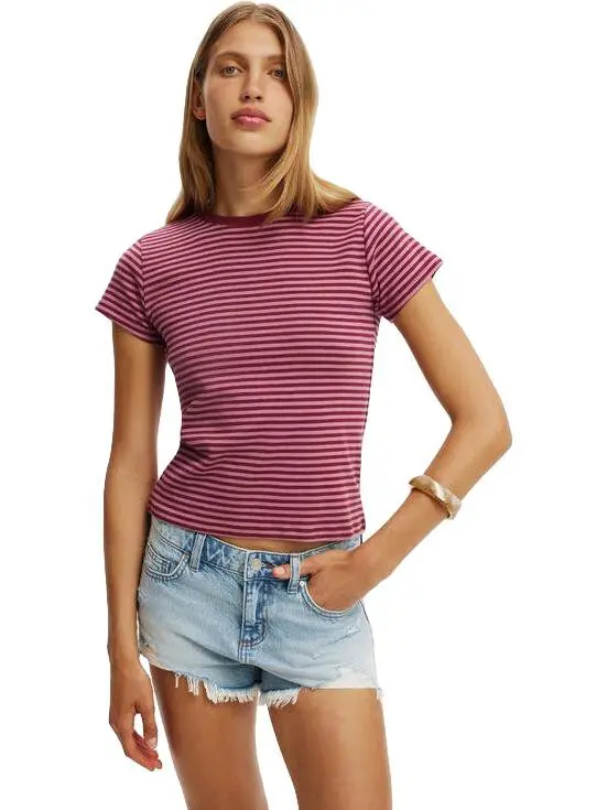 COTTON ON 90s Baby Tee - Madi Stripe Pink Berry