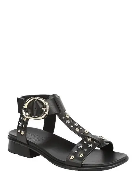 Naturalizer Brandy T-strap Sandal - Black Studded Leather