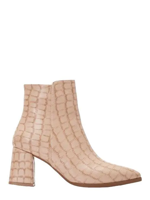 FOREVER & ALWAYS SHOES Lilith Croco Ankle Boots - Cream Croco
