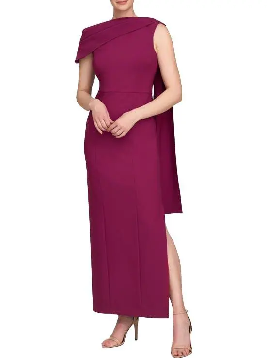 KAY UNGER Dominca Draped One-shoulder Gown - Boysenberry