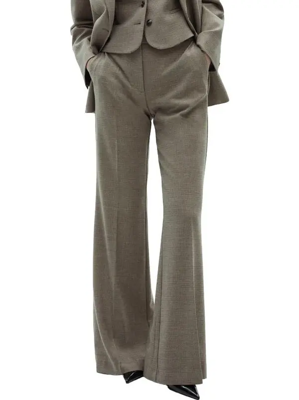 Mango Liam Wide Leg Trousers - Khaki Green
