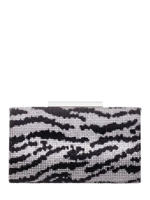 Nina Lea Frame Clutch - Black-white