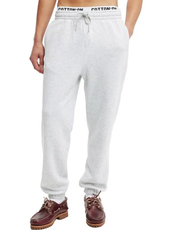 COTTON ON Baggy Cuffed Track Pant - Grey Marle