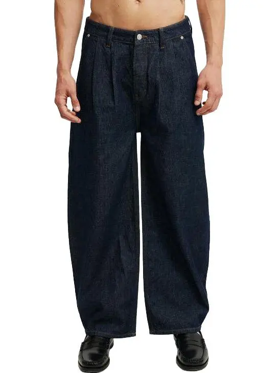 COTTON ON Baggy Balloon Rigid Jeans - Pleat Shutter Blue