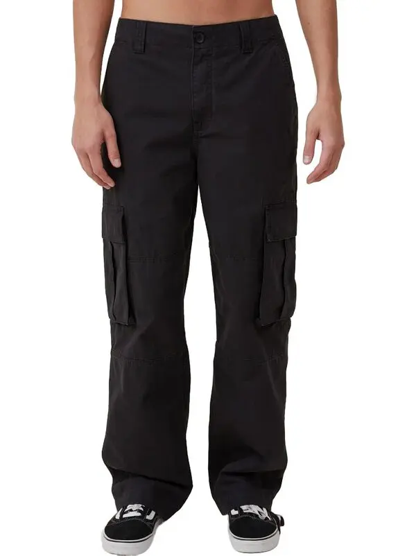 COTTON ON Baggy Cargo Pant - Black Ripstop