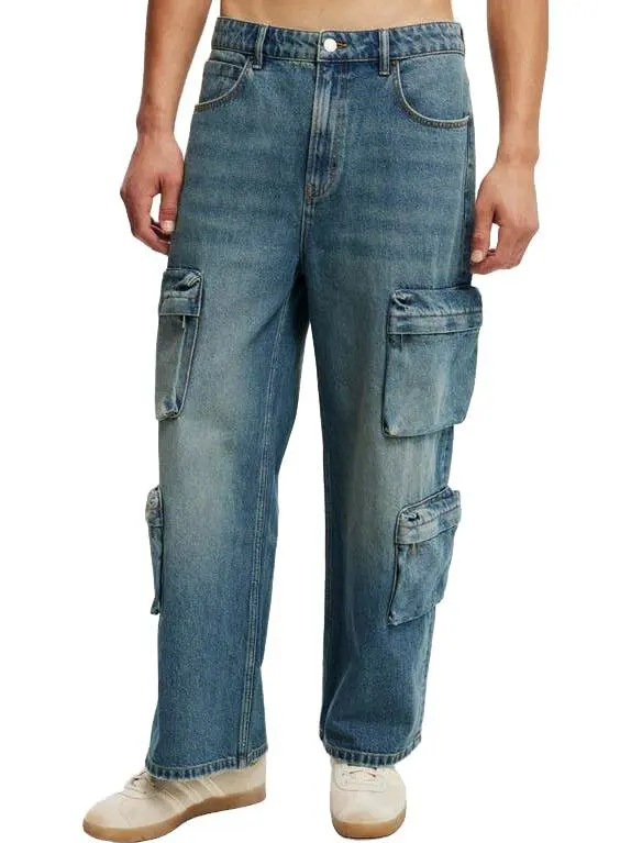 COTTON ON Super Baggy Jeans - Cargo Ditch Blue
