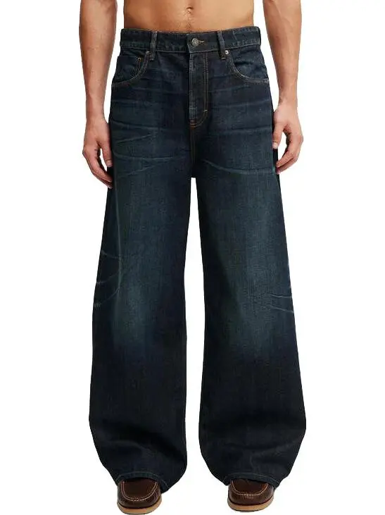 COTTON ON Super Baggy Jeans - Selvedge Worn Blue