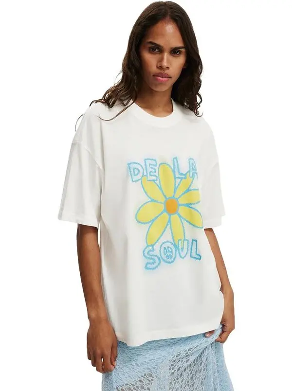 COTTON ON Music Boxy Graphic Tee - De La Soul  Vintage White