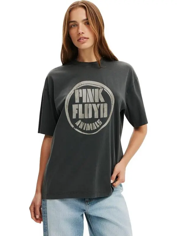 COTTON ON Music Boxy Graphic Tee - Pink Floyd Animals  Washed