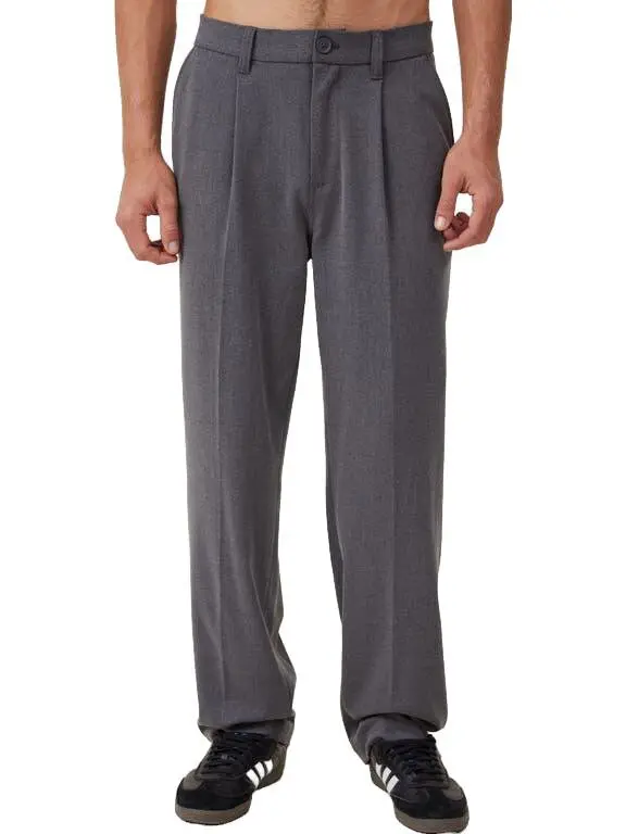 COTTON ON Relaxed Pleated Pant - Charcoal