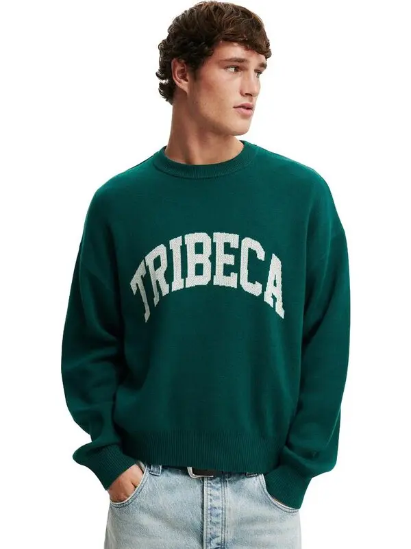 COTTON ON Heritage Crew Knit - Deep Green