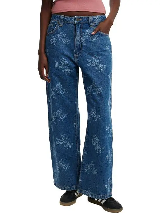 COTTON ON Low Super Baggy Jean - Nordic Blue Floral Laser