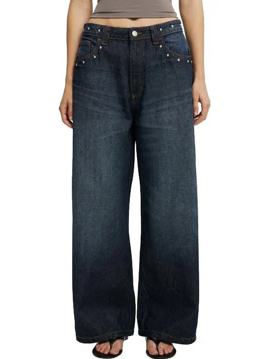 COTTON ON Low Super Baggy Jean - Studded Sapphire Blue