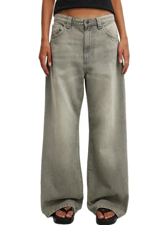 COTTON ON Low Super Baggy Jean - Studded Shady Grey