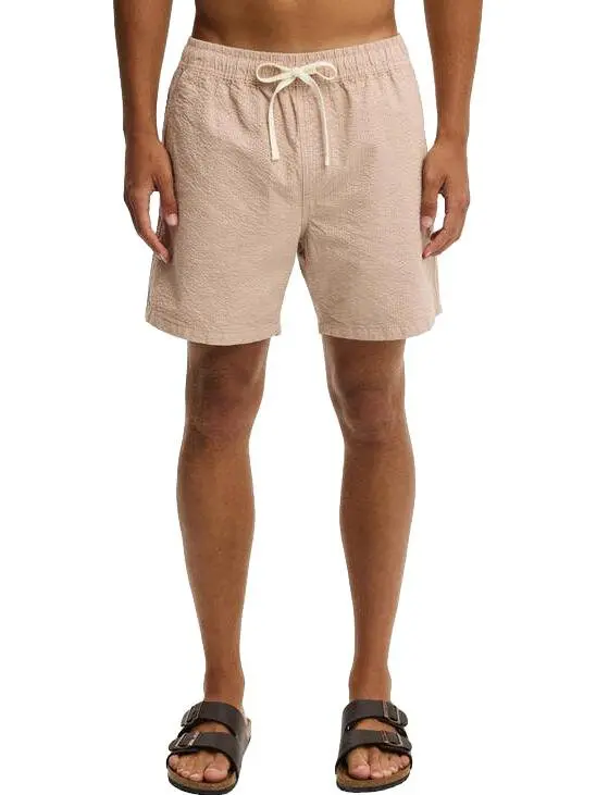 COTTON ON Relaxed Fit Easy Short - Dusty Clay Seersucker