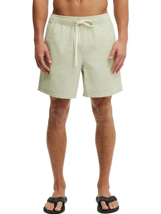 COTTON ON Relaxed Fit Easy Short - Jade Stripe Seersucker