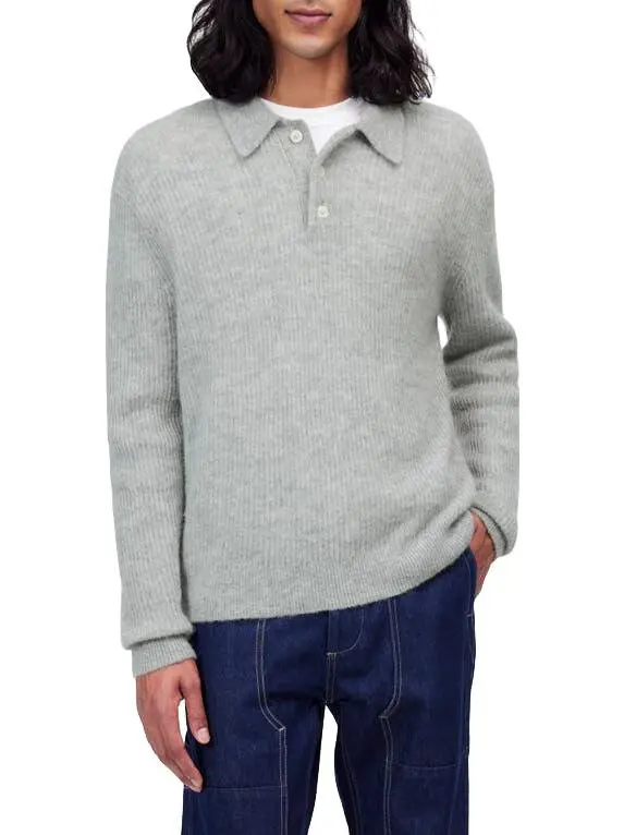 Madewell Alpaca Blend Polo Sweater - Heather Grey