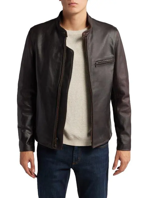 SCHOTT Café Racer Cowhide Leather Jacket - Brandy