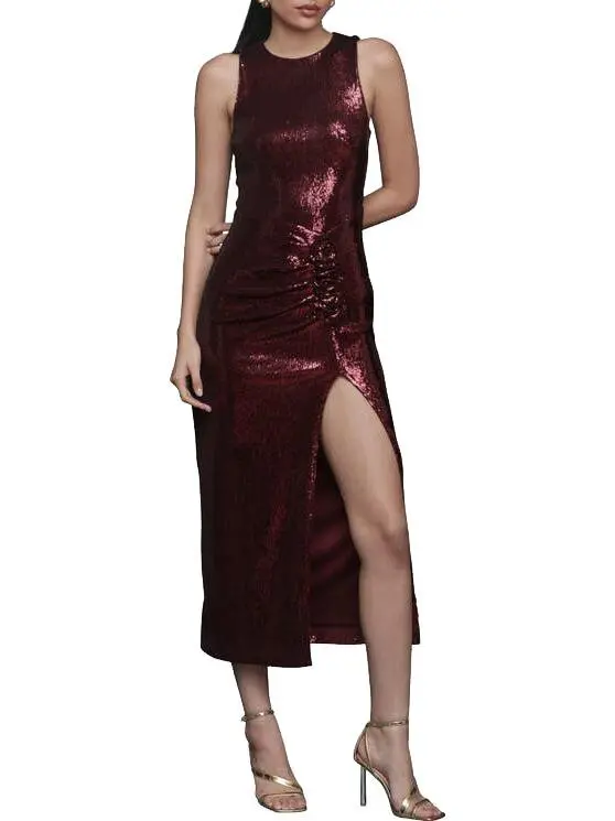 Avec Les Filles Sequin Slit Dress - Merlot