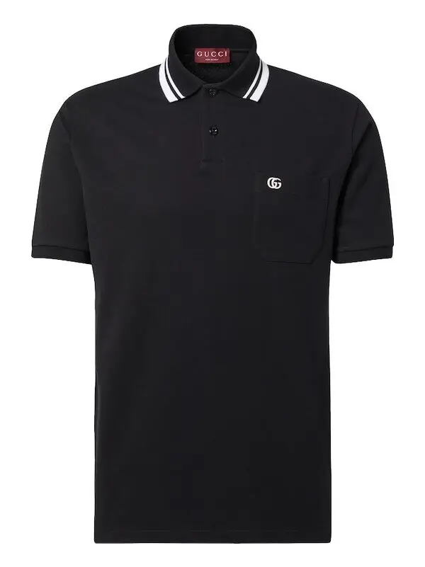 Gucci Gg Web Cotton-blend Polo Shirt - Black