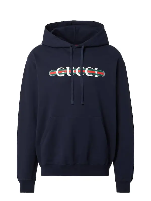 Gucci Logo Cotton Hoodie - Blue