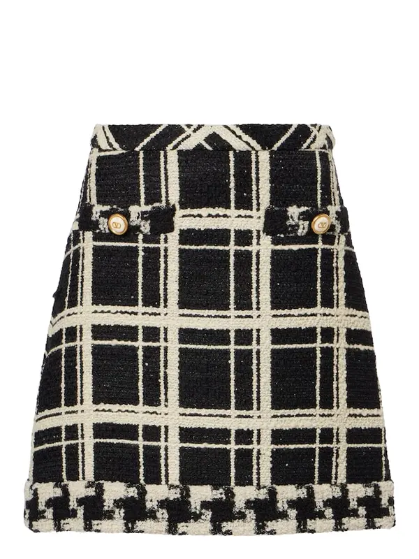 Valentino Garavani Mossi Wool-blend Tweed Miniskirt - Black
