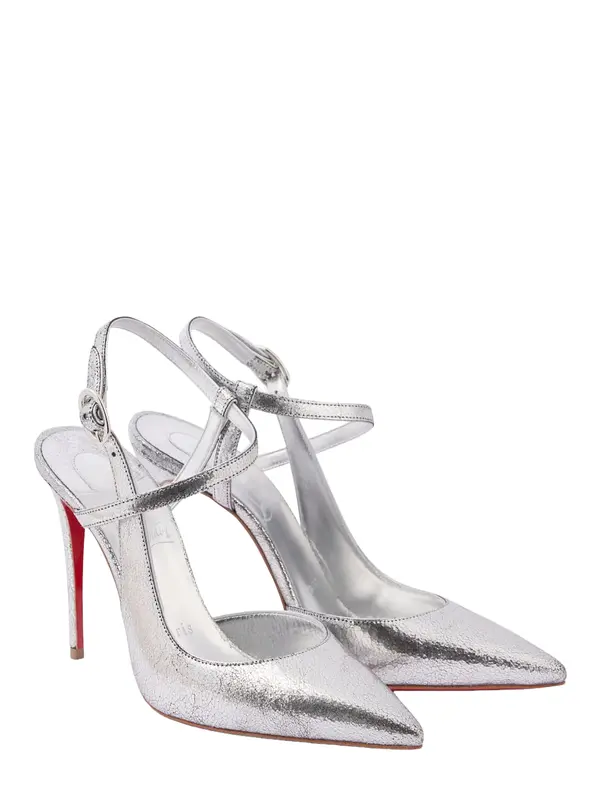 CHRISTIAN LOUBOUTIN Jenlove 100 Metallic Slingback Pumps - Silver