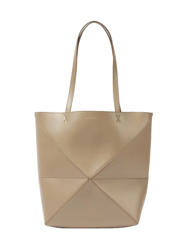 Loewe Puzzle Fold Medium Leather Tote - Beige