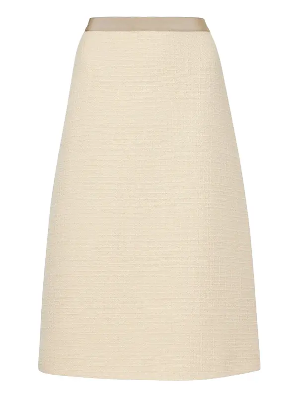 Valentino Garavani Mossi Wool-blend Tweed Midi Skirt - Beige