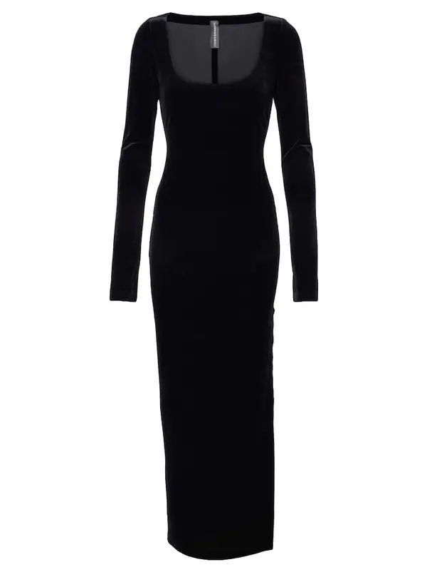 Norma Kamali Velvet Maxi Dress - Black