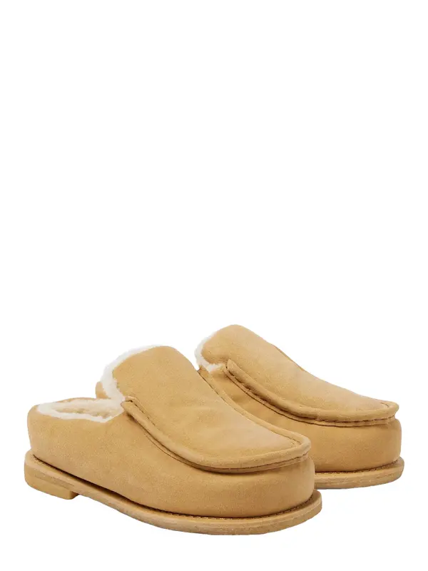JW Anderson Shearling-lined Suede Mules - Yellow